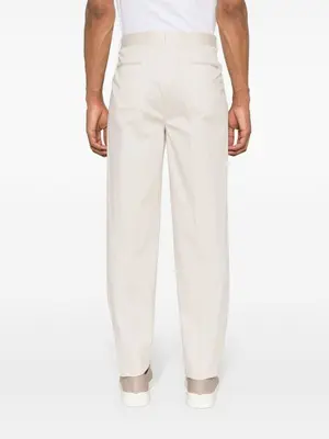 Zegna Mid-rise Pleated Chino Trousers - Neutrals
