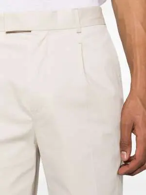 Zegna Mid-rise Pleated Chino Trousers - Neutrals