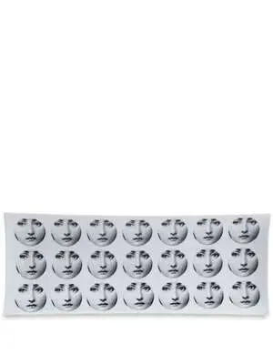 FORNASETTI Graphic-print Rectangular Tray - Grey