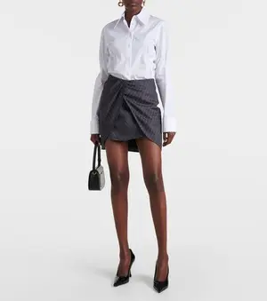 Off-White Pinstripe Wool Blend Miniskirt - Grey