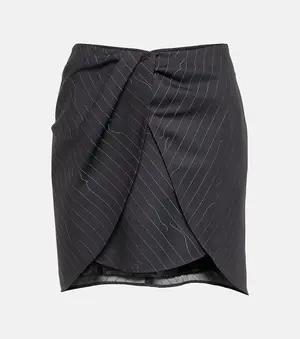 Off-White Pinstripe Wool Blend Miniskirt - Grey