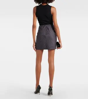Off-White Pinstripe Wool Blend Miniskirt - Grey
