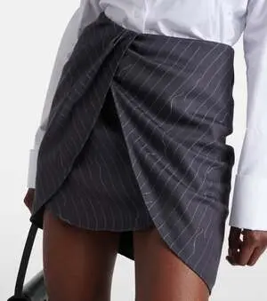 Off-White Pinstripe Wool Blend Miniskirt - Grey