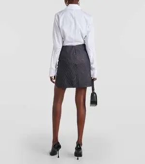 Off-White Pinstripe Wool Blend Miniskirt - Grey