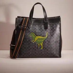 COACH Restored Field Tote 40 In Signature Canvas With Rexy - Charcoal
