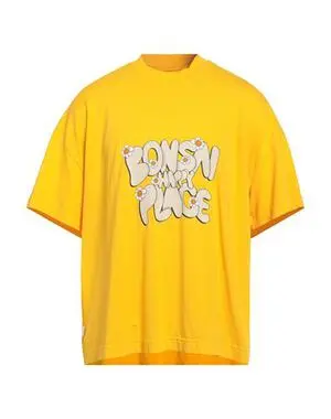 BONSAI Man T-shirt White Size S Cotton Yellow