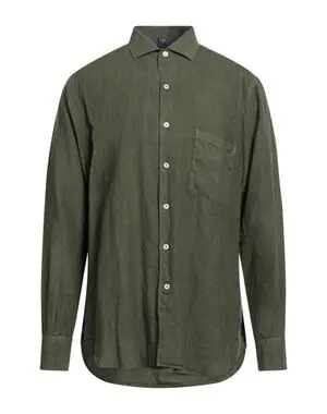 Fedeli Man Shirt Red Size 15 ½ Linen Green