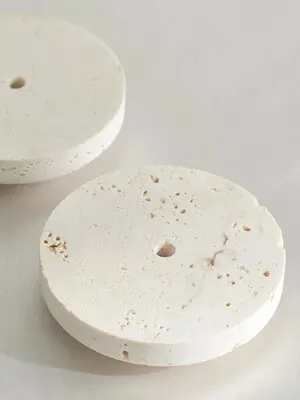 RÓHE Dish Small Set Of Three Travertine Candleholders
