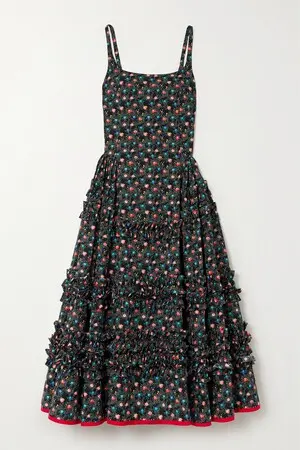 Molly Goddard Ruby Tiered Ruffled Satin-Trimmed Floral-Print