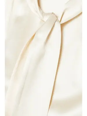 Saint Laurent Cropped Silk-charmeuse Blouse - Neutrals