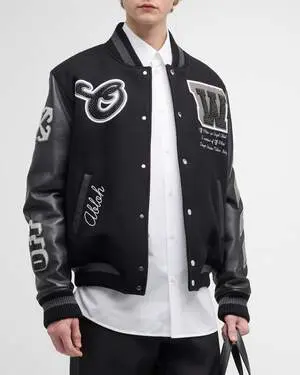 Off-White Crystal Multi-patch Varsity Jacket - Black