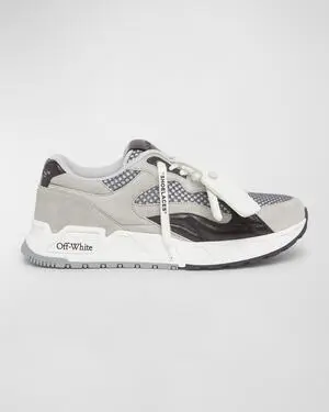 Off-White Men's Kick Off Mesh And Leather Runner Sneakers - Grey Anthracite