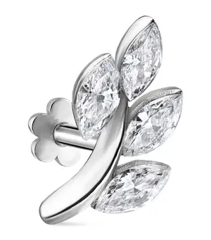 MARIA TASH Diamond Vine Threaded Stud Earring - White