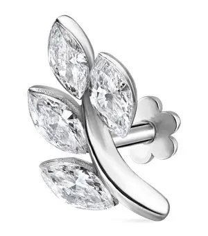 MARIA TASH Diamond Vine Threaded Stud Earring - White