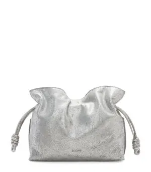 Loewe Loewe Mini Metallicleather Flamenco Purse Silver