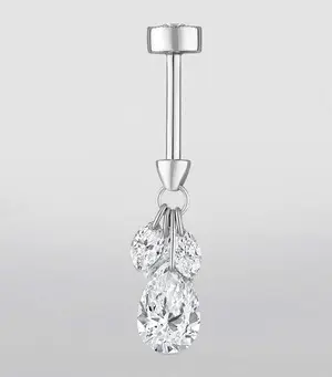 MARIA TASH Floating Pear Diamond Plume Threaded Charm Earring
