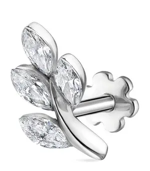 MARIA TASH Diamond Vine Threaded Stud Earring - White