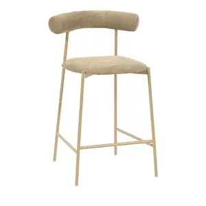 TOV FURNITURE Liliana Performance Velvet Bar Stool - Taupe