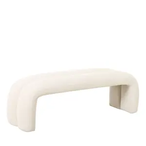 TOV FURNITURE Leigh Velvet Channeled Bench - Cream