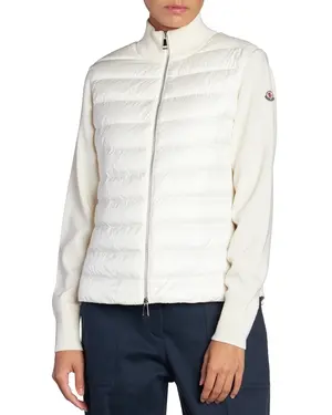 Moncler Quilted Wool Puffer Cardigan - White