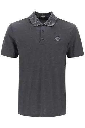 Versace VERSACE Polo Shirt With Greca Collar - Silver, Grey