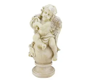 NORTHLIGHT Cherub With Lyre Outdoor Garden Stat E - One-color