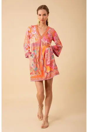 Hale Bob Hale Bob Juniper Jersey Mini Dress With Beading - Orange