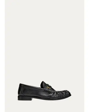 Saint Laurent Le Leather YSL Penny Loafers Nero