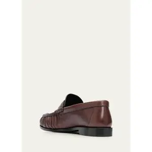 Saint Laurent Le Leather Penny Loafers - Paris Brown