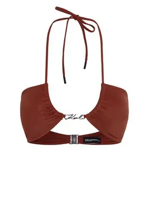 Karl Lagerfeld Signature Halterneck Bikini Top - Red