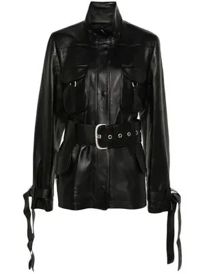 Off-White Co Cargo Belted Leather Jacket