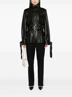 Off-White Co Cargo Belted Leather Jacket