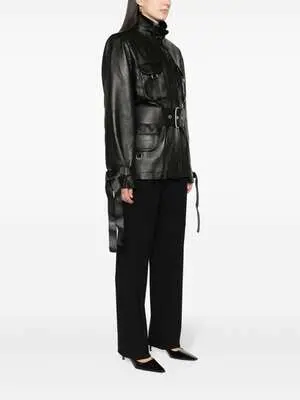 Off-White Co Cargo Belted Leather Jacket