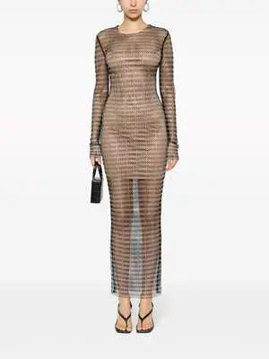 GENNY Crystal-embellished Mesh Maxi Dress