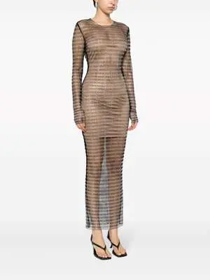 GENNY Crystal-embellished Mesh Maxi Dress