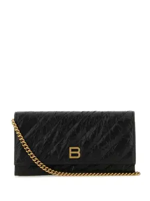 Balenciaga Logo-plaque Quilted Wallet - Black