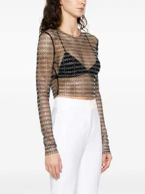GENNY Rhinestone-embellished Mesh Top