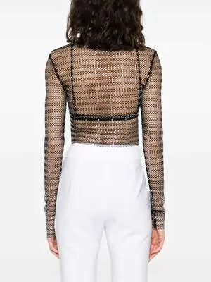 GENNY Rhinestone-embellished Mesh Top