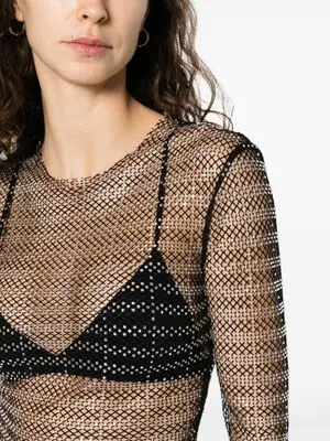 GENNY Rhinestone-embellished Mesh Top