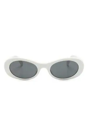Miu Miu Oval Logo-detail Sunglasses - White