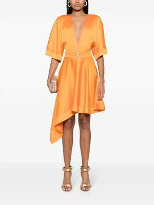 GENNY Belted Asymmetric Midi Dress