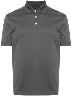 Herno Button-up Cotton Polo Shirt - Grey