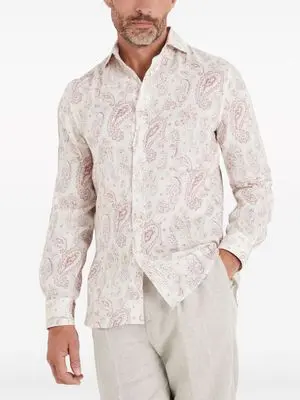 Brunello Cucinelli Paisley-print Linen Shirt - Neutrals