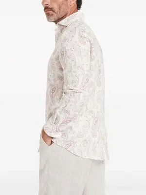 Brunello Cucinelli Paisley-print Linen Shirt - Neutrals