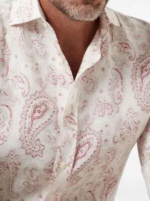 Brunello Cucinelli Paisley-print Linen Shirt - Neutrals