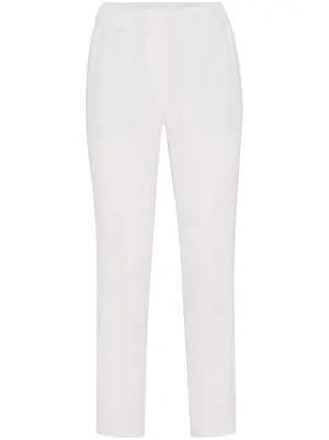 Brunello Cucinelli Silk-blend Cropped Trousers - White