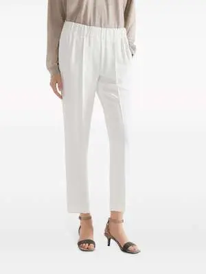 Brunello Cucinelli Silk-blend Cropped Trousers - White