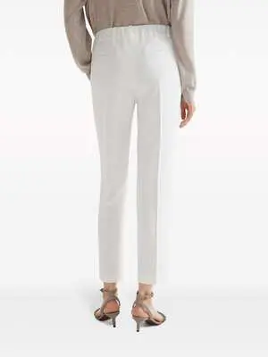 Brunello Cucinelli Silk-blend Cropped Trousers - White