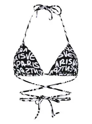 Vetements Logo-print Triangle Bikini Top - Black