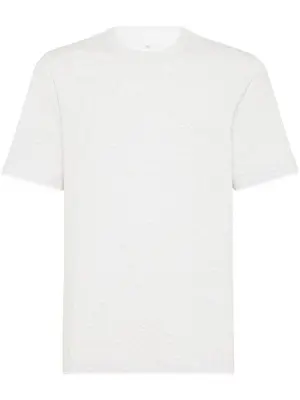 Brunello Cucinelli Mélange-effect Cotton T-shirt - White